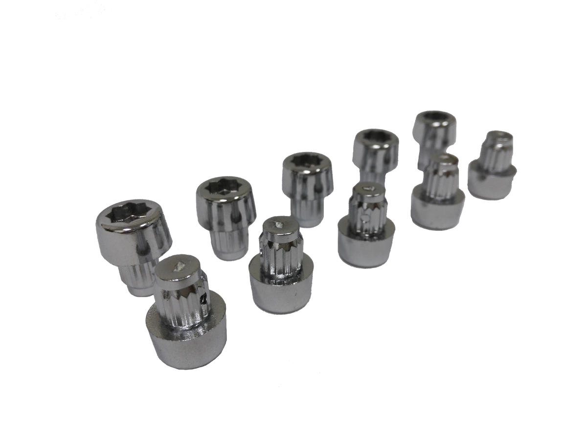 10 Pack of Chrome Socket Head Rivet Inserts - VCTCenterCaps